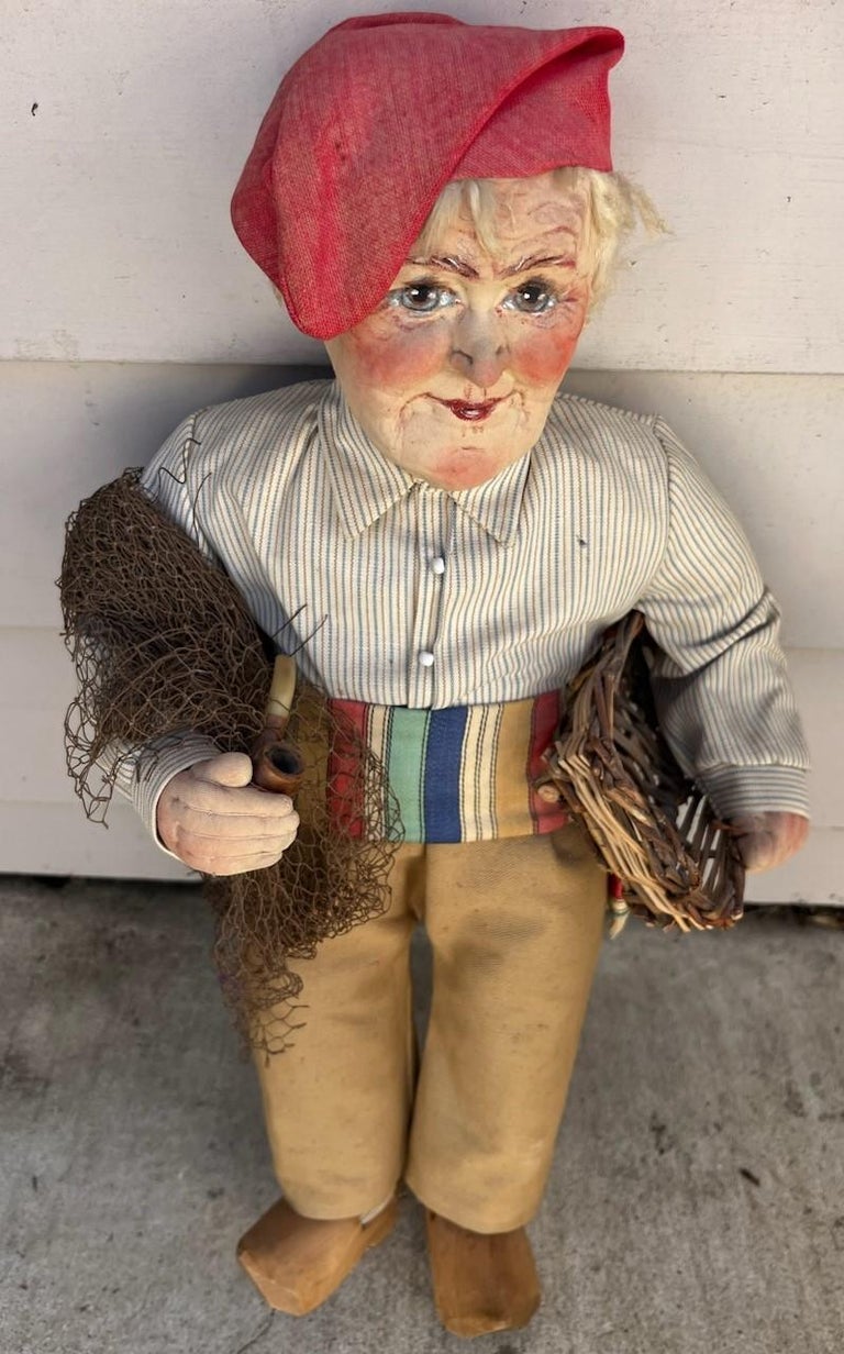 19th C Dutch Fabric Dolls- Man and Women For Sale at 1stDibs