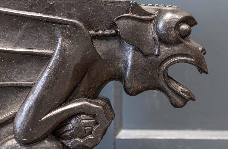 19th C Ebonised Carved Winged Serpent Gargoyle Table Lamps For Sale at ...