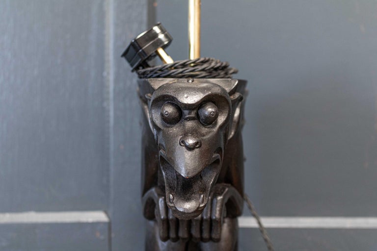 19th C Ebonised Carved Winged Serpent Gargoyle Table Lamps For Sale at ...