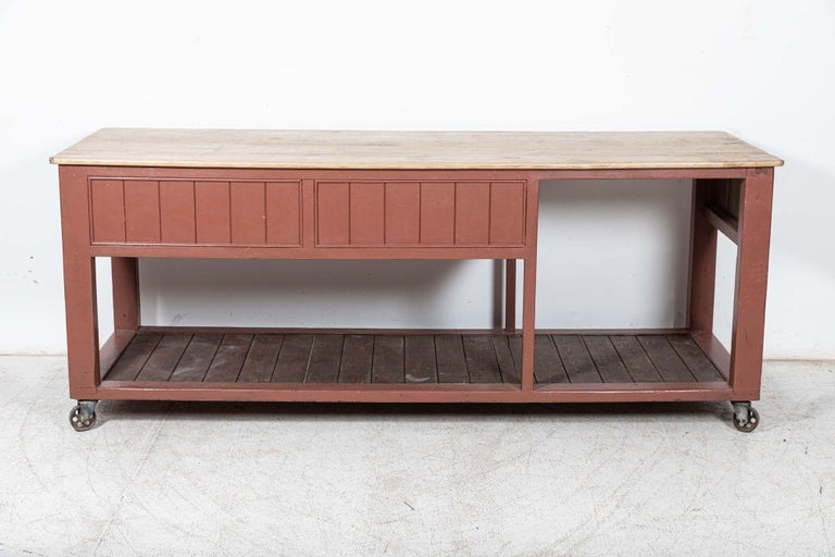 19thC English Bakers Prep Table Kitchen Island For Sale at 1stDibs