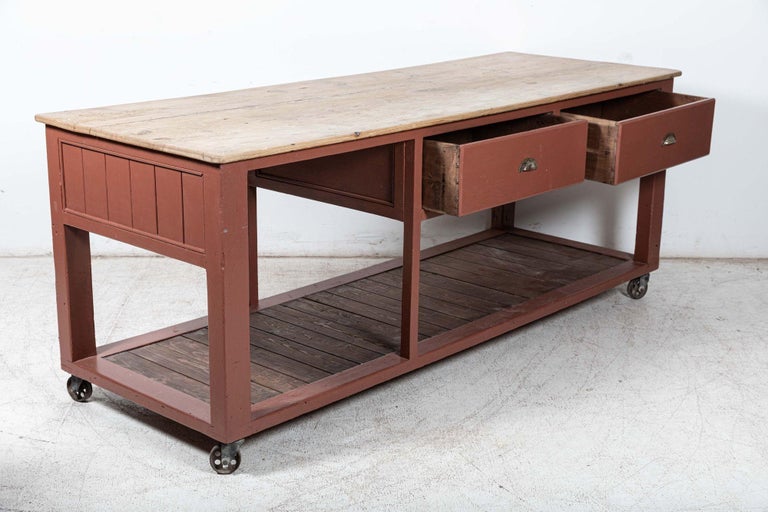 19thC English Bakers Prep Table Kitchen Island For Sale at 1stDibs