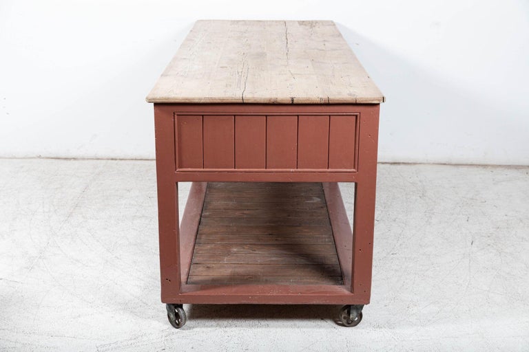 19thC English Bakers Prep Table Kitchen Island For Sale at 1stDibs
