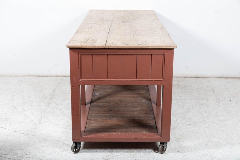 19thC English Bakers Prep Table Kitchen Island For Sale at 1stDibs