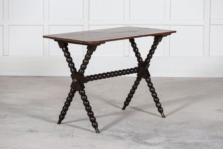 19thC English Ebonised Bobbin Table / Desk For Sale at 1stDibs