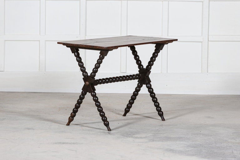 19thC English Ebonised Bobbin Table / Desk For Sale at 1stDibs