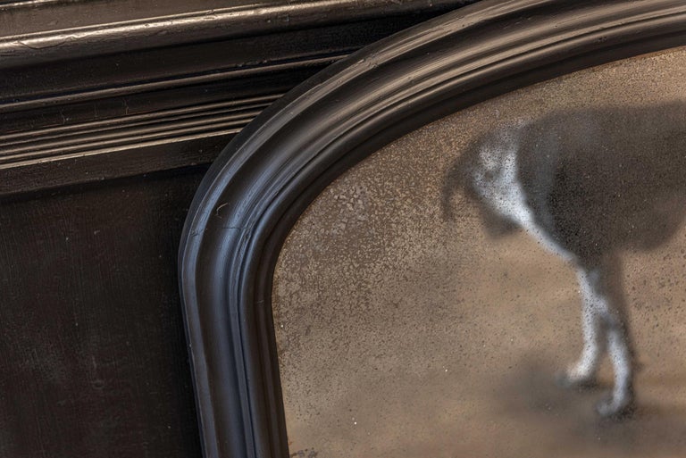 19th Century English Ebonized Foxed Overmantle Mirror at 1stDibs