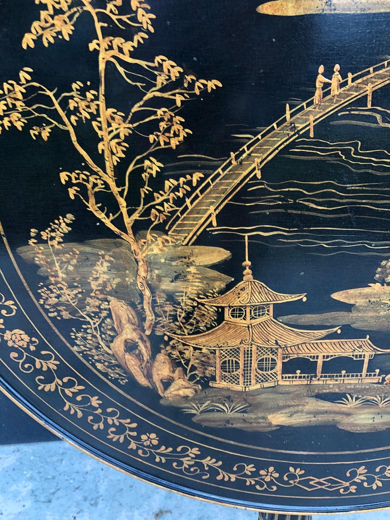 19thc English ebonized and chinoiserie Decorated flip top table at 1stDibs