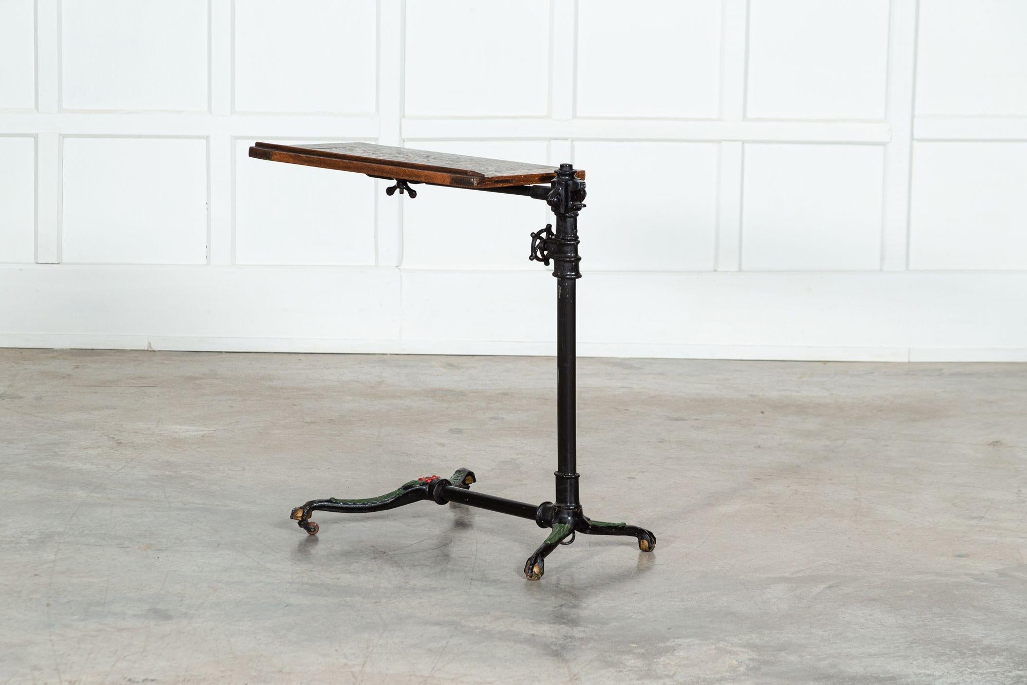 19th Century English Oak and Cast Iron Reading Table at 1stDibs