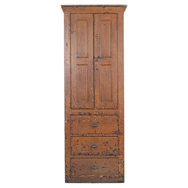 19thC English Painted Pine Cabinet For Sale at 1stDibs