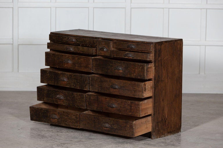 19th C English Pine Printers Bank of Drawers For Sale at 1stDibs