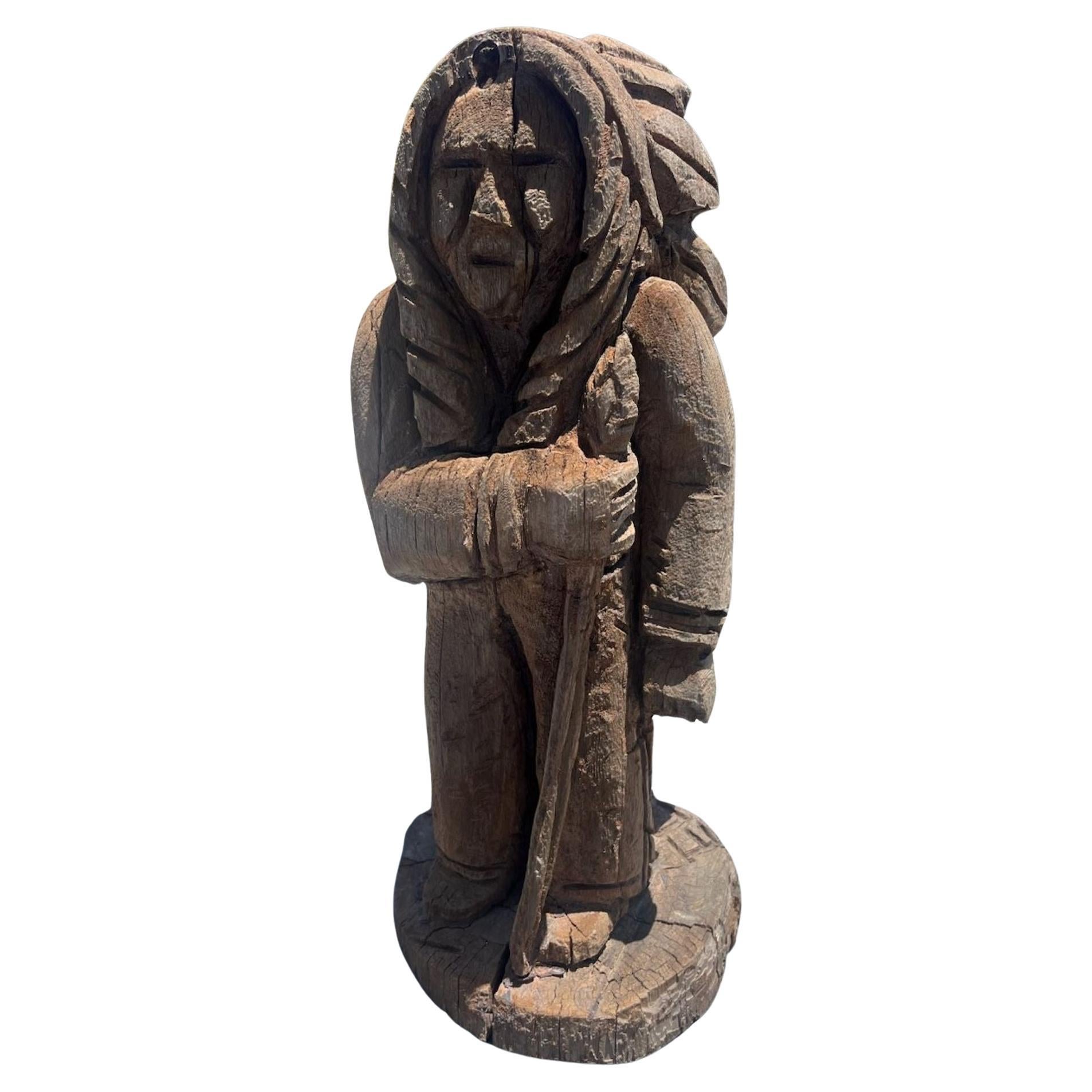 19Thc Folk Indian Wood Carving -Cigar Store Carving For Sale at 1stDibs