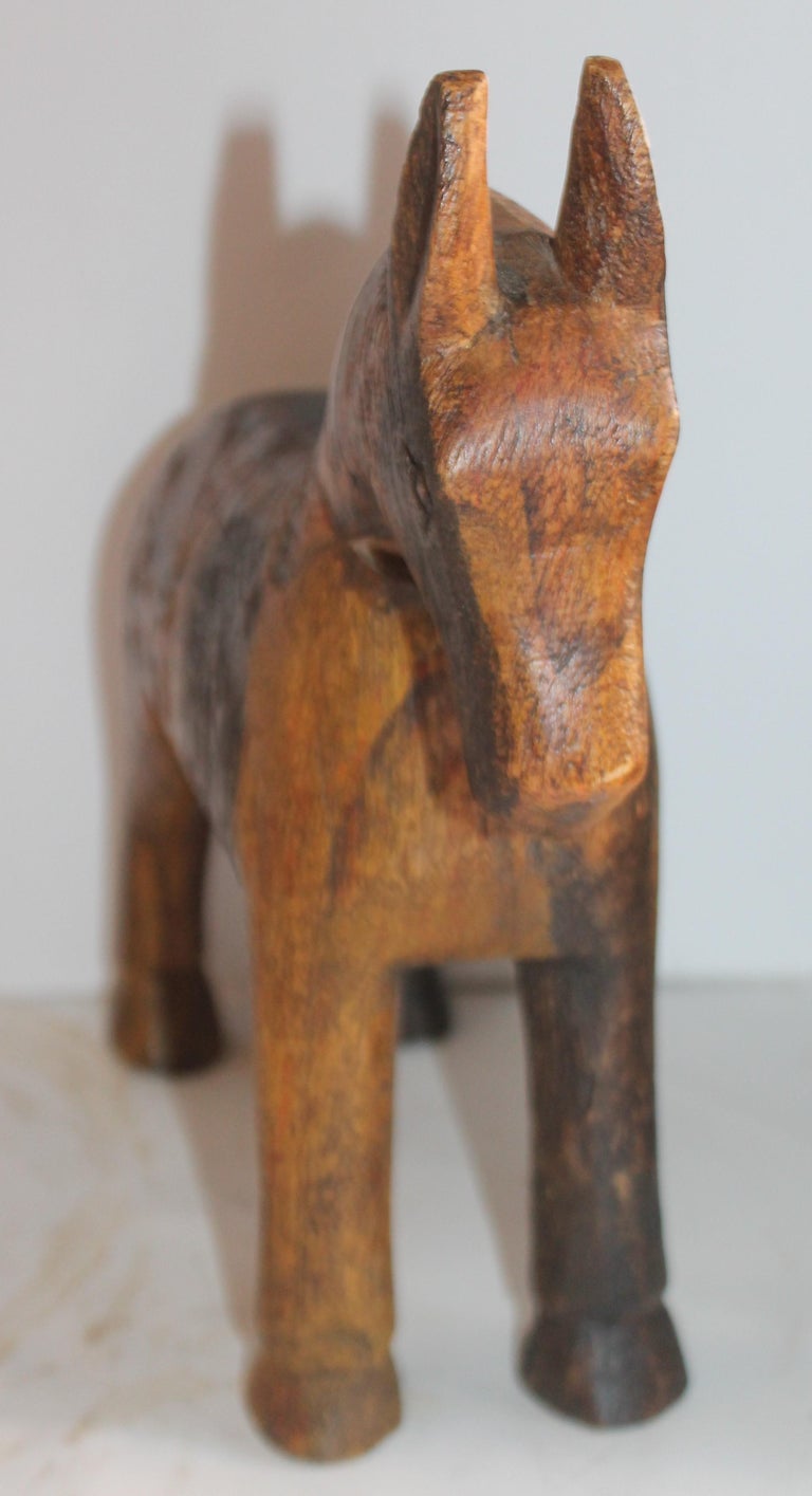 19th Century Folky Hand Carved Donkey For Sale at 1stDibs