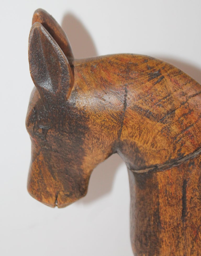 19th Century Folky Hand Carved Donkey For Sale at 1stDibs
