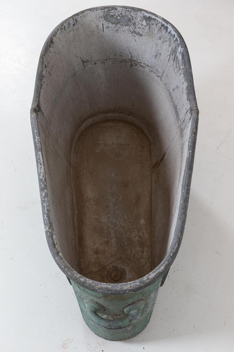 19thC French Green Zinc Bath Tub For Sale at 1stDibs
