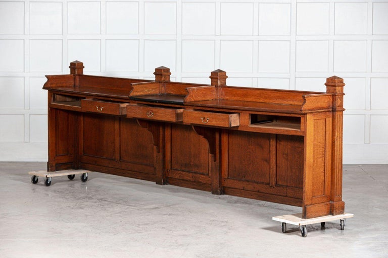 19thC French Oak Bank Counter Desk For Sale at 1stDibs