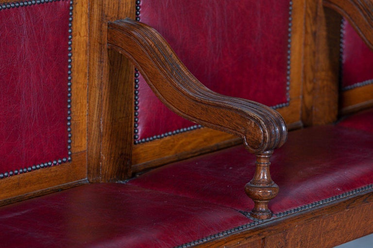 19thC French Oak Bank Waiting Bench For Sale at 1stDibs