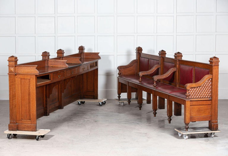 19thC French Oak Bank Waiting Bench For Sale at 1stDibs