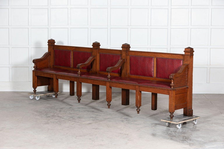 19thC French Oak Bank Waiting Bench For Sale at 1stDibs