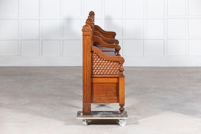 19thC French Oak Bank Waiting Bench For Sale at 1stDibs