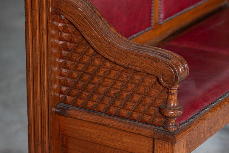 19thC French Oak Bank Waiting Bench For Sale at 1stDibs