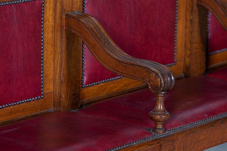 19thC French Oak Bank Waiting Bench For Sale at 1stDibs
