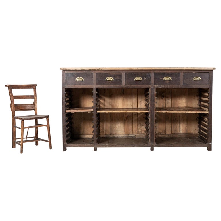 19thC French Printers Cabinet / Counter For Sale at 1stDibs