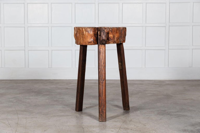 19thC French Provincial Elm Chopping Block Table For Sale at 1stDibs