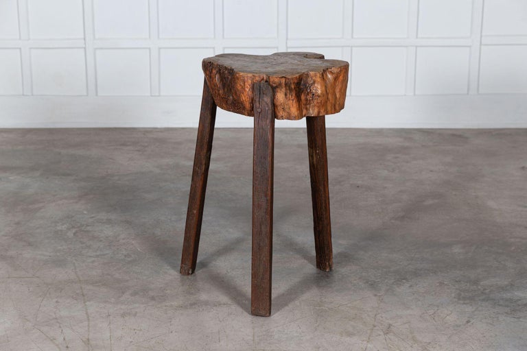 19thC French Provincial Elm Chopping Block Table For Sale at 1stDibs