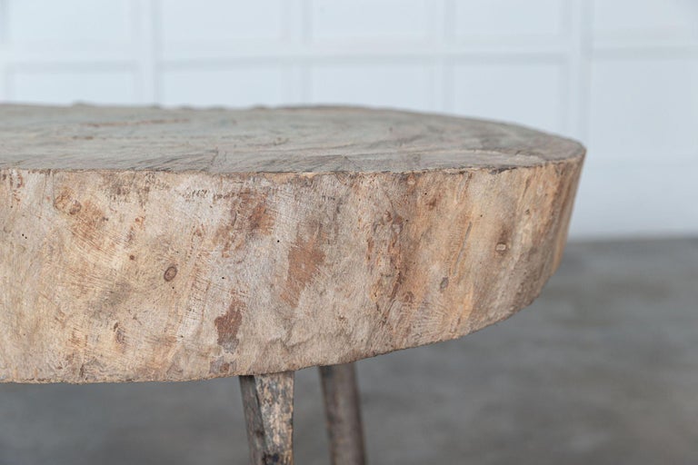 19th C French Provincial Elm Chopping Block Table For Sale at 1stDibs