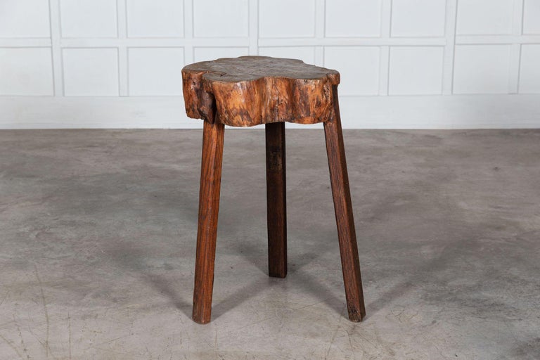 19thC French Provincial Elm Chopping Block Table For Sale at 1stDibs