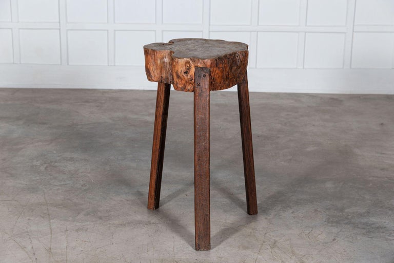 19thC French Provincial Elm Chopping Block Table For Sale at 1stDibs