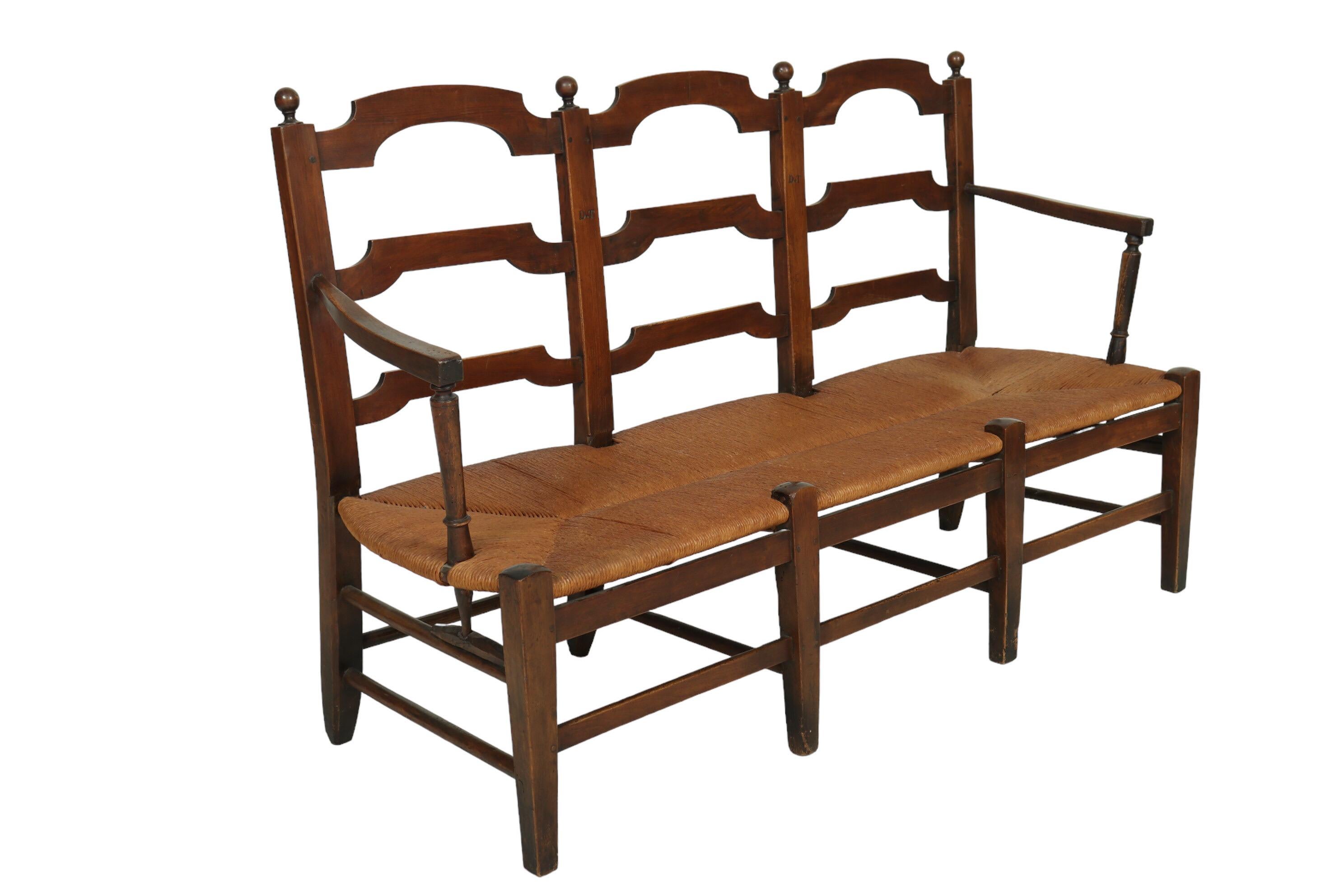 19th Century French Radassier Ladder Back Bench For Sale at 1stDibs