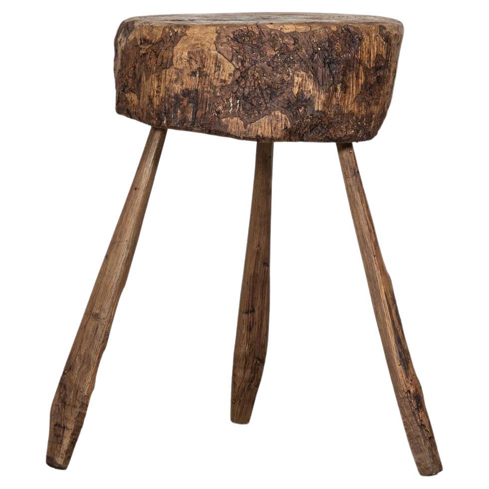 19th Century French Vernacular Bleached Elm Chopping Block Table For ...