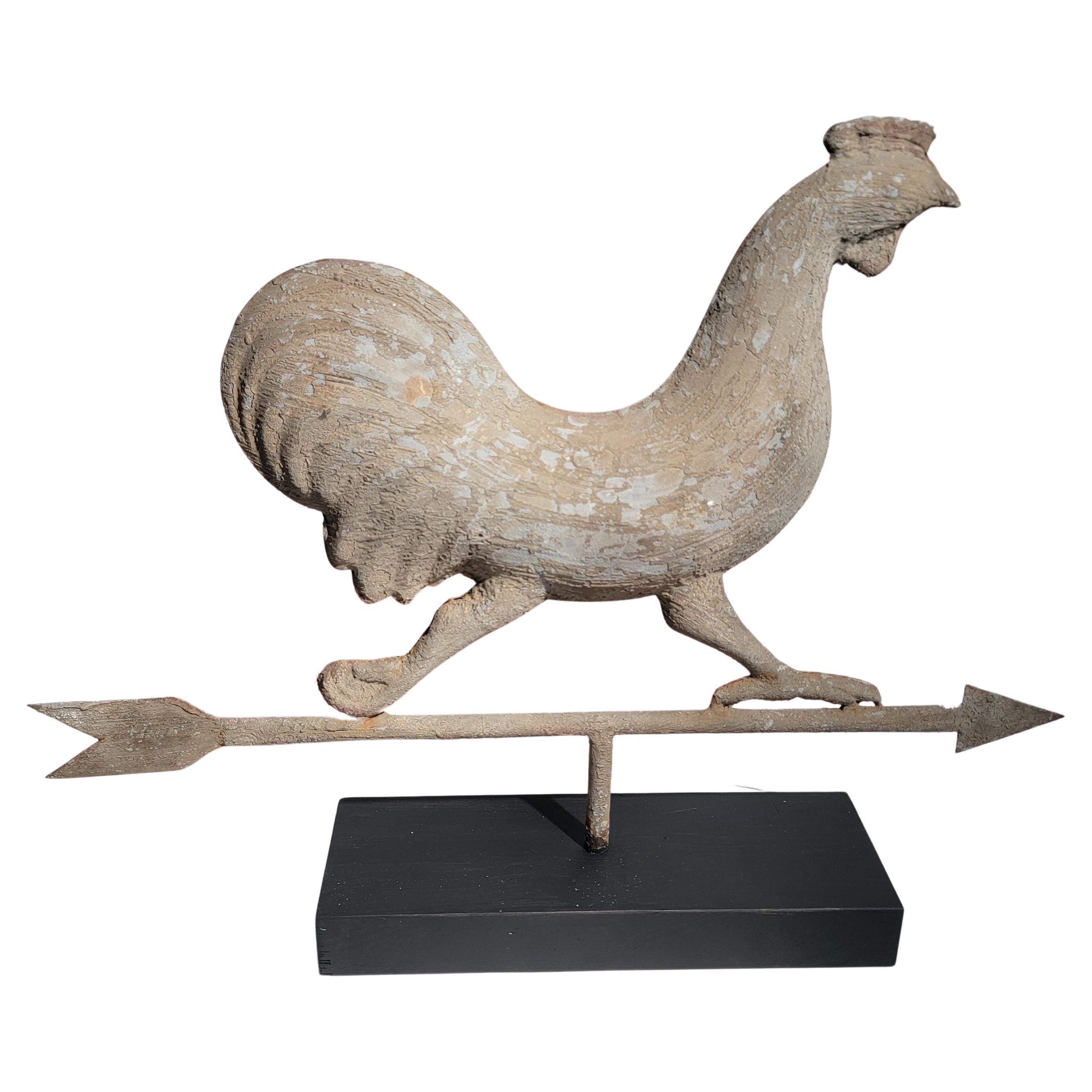 19Thc Full Body Original Painted Rooster Weather Vane For Sale at 1stDibs