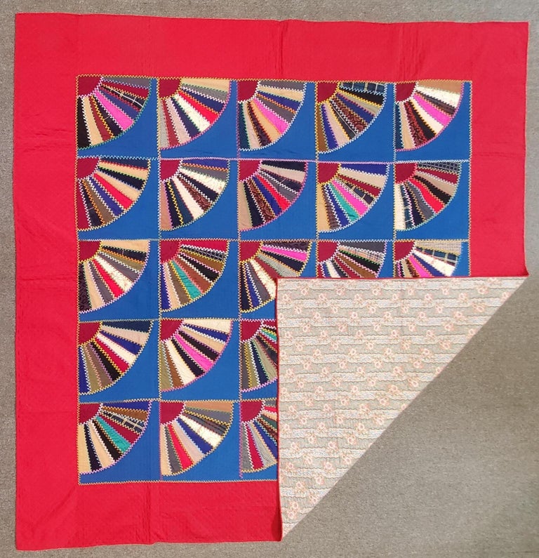 19th C Lancaster County, Pennsylvania Wool Fans Quilt For Sale at 1stDibs