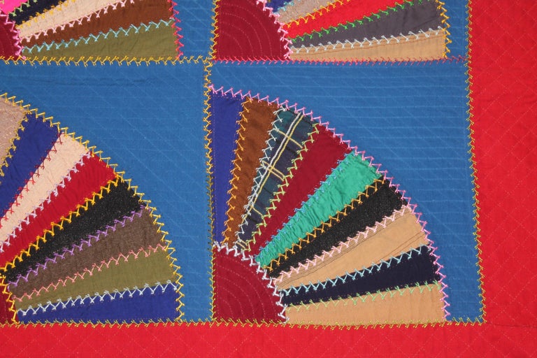 19th C Lancaster County, Pennsylvania Wool Fans Quilt For Sale at 1stDibs