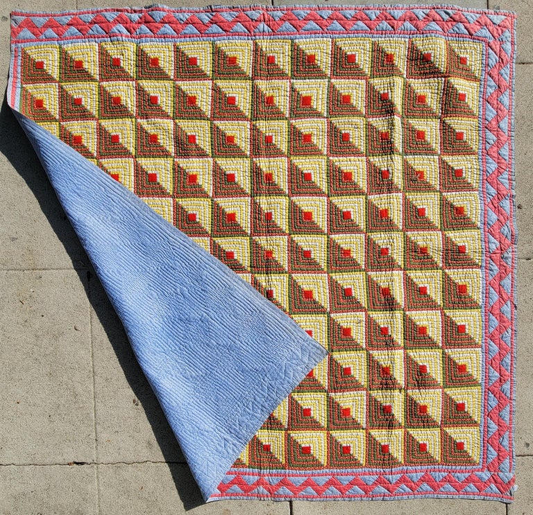 19thc Log Cabin Quilt W/ Zig Zag Border For Sale at 1stDibs | borders ...