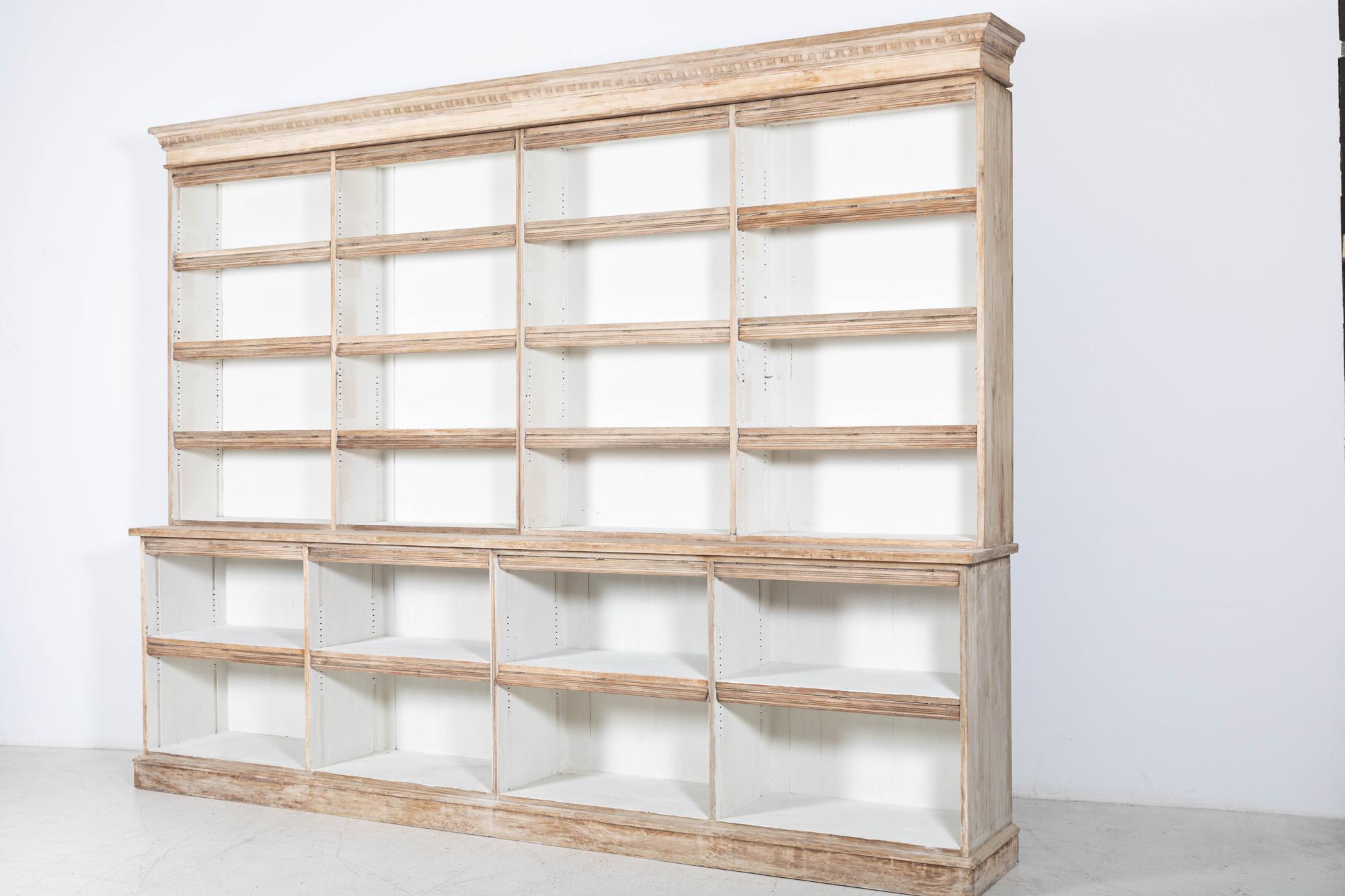 19thC Monumental English Oak Open Library Bookcase For Sale at 1stDibs