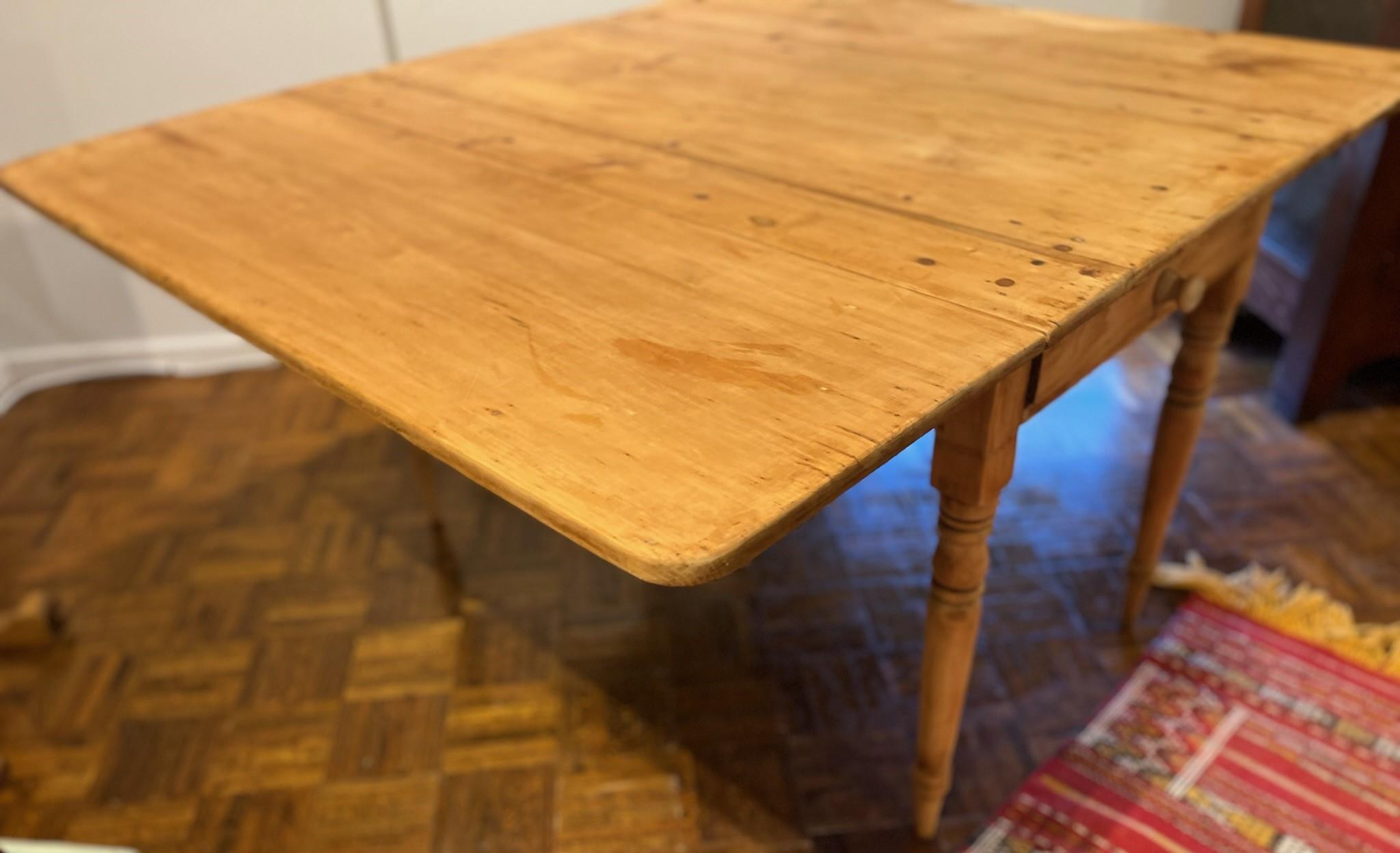 19Thc Natural Pine Drop Leaf Table For Sale at 1stDibs