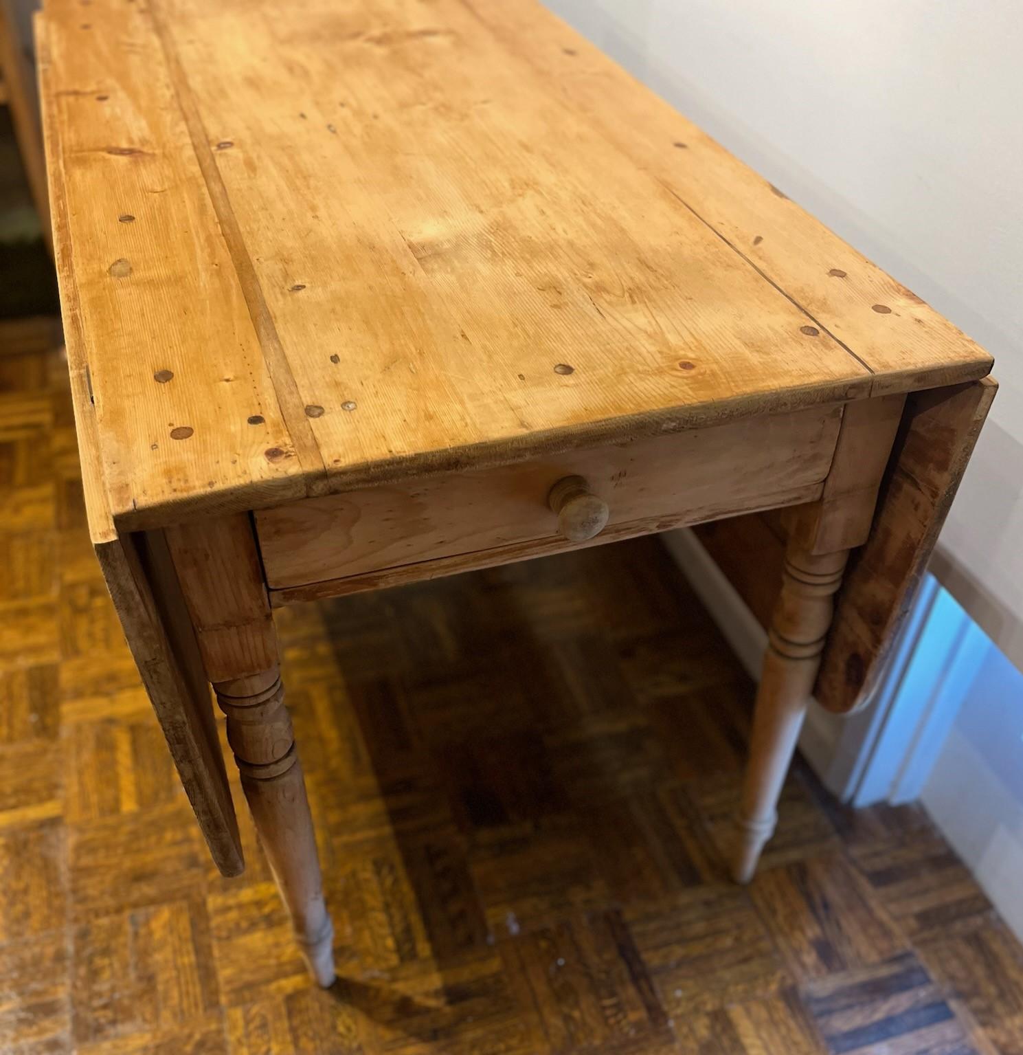 19Thc Natural Pine Drop Leaf Table For Sale at 1stDibs
