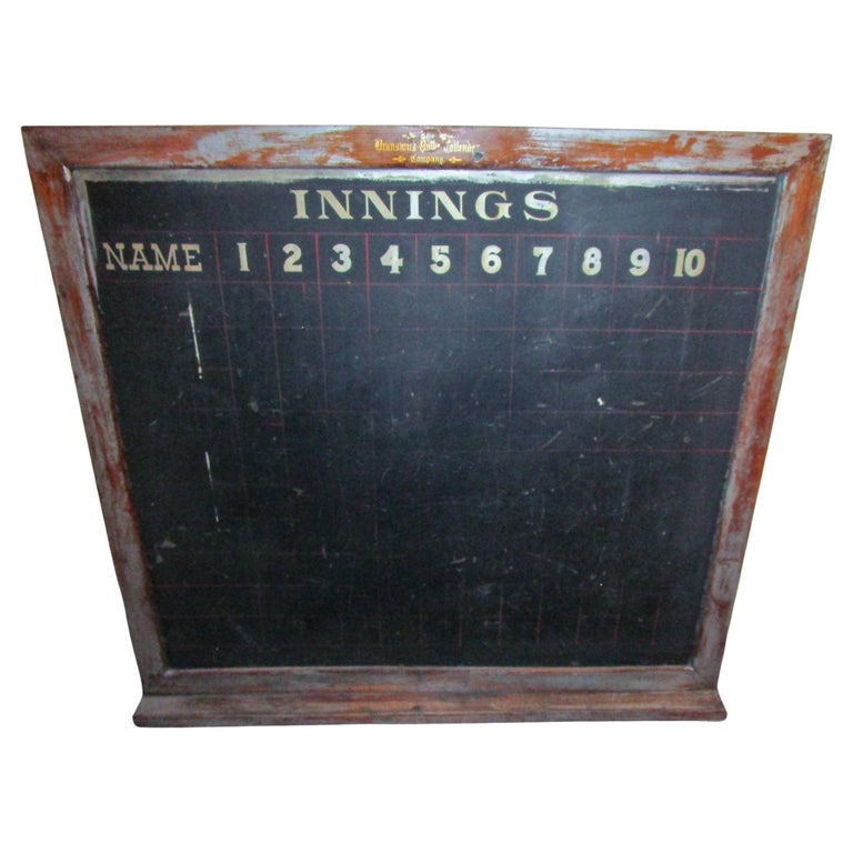 19th C Oak Brunswick Balke Collender Baseball Innings Blackboard ...