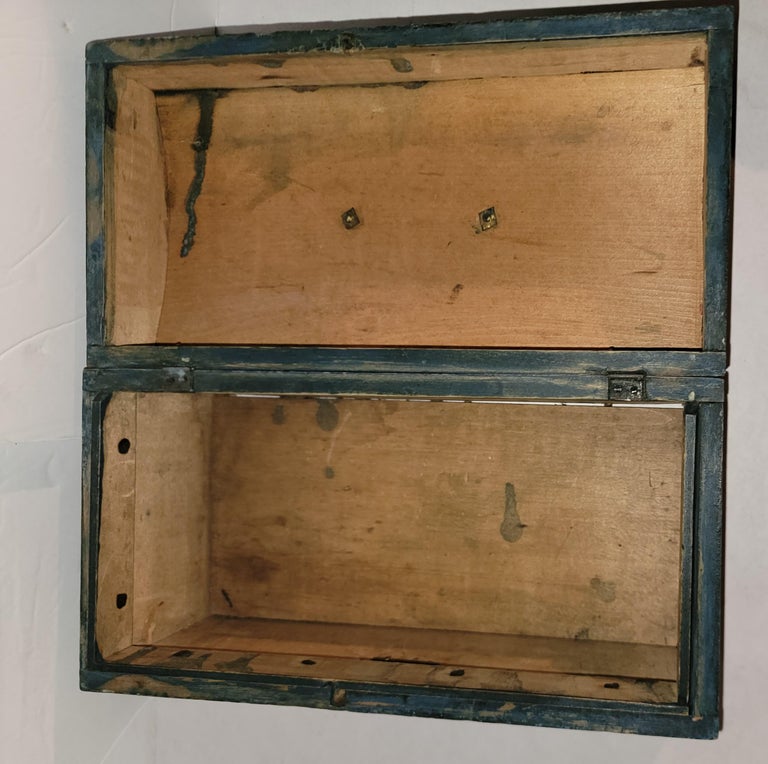 19thc Original Blue Painted Document Box From New England For Sale at ...