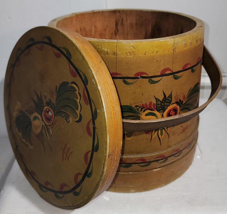 19thc Original Painted Pennsylvania Furkin / Bucket For Sale at 1stDibs