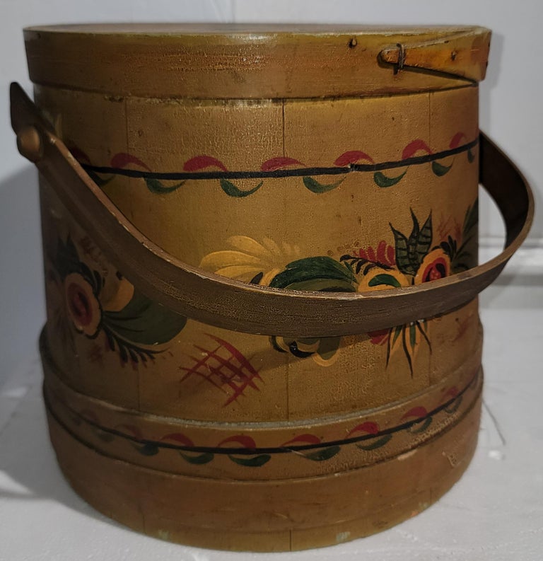 19thc Original Painted Pennsylvania Furkin / Bucket For Sale at 1stDibs