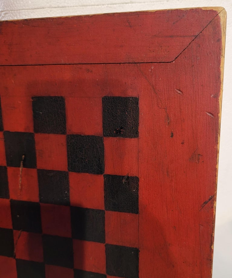 19th C Original Red& Black Painted Game Board from New England at 1stDibs