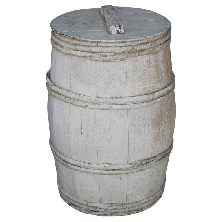 19thc Original White Painted Barrel from Pennsylvania For Sale at 1stDibs