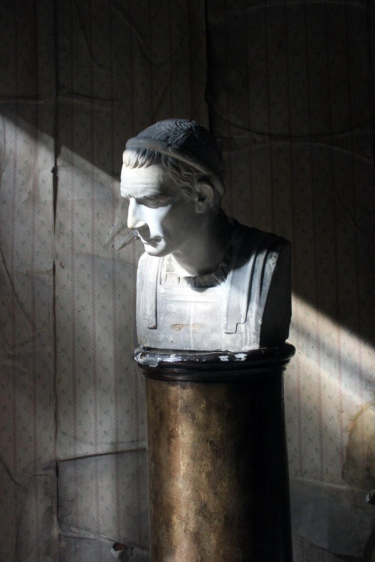 19th Century Painted Plaster Portrait Bust of Julius Caesar, circa 1880 ...
