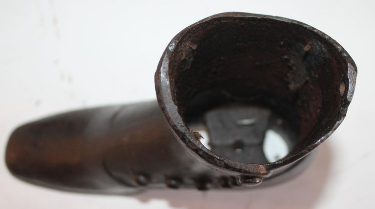 19th Century Pair Cast Iron Boots Signed New York City For Sale at 1stDibs