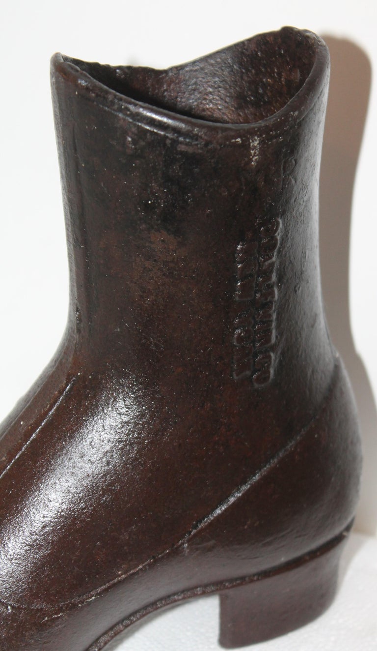 19th Century Pair Cast Iron Boots Signed New York City For Sale at 1stDibs
