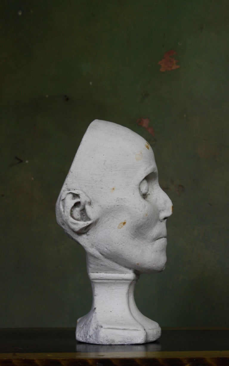 Plaster Mortuary Death Mask Bust Sculpture on Socle Base Memento Mori ...